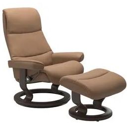 Relaxsessel stressless "View" Sessel Gr. Leder BATICK, Cross Base Wenge, Relaxfunktion-Drehfunktion-PlusTMSystem-Gleitsystem, B/H/T: 91cm x 109cm x 83cm, braun (latte batick) mit Classic Base, Größe L,Gestell Wenge