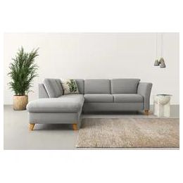 Ecksofa Home Affaire "Trelleborg L-Form" Sofas Gr. B/H/T: 252cm x 86cm x 213cm, Luxus-Microfaser Euphoria, Ottomane links, ohne Bettfunktion-ohne Stauraum, grau Federkern-Polsterung, wahlweise mit Bettfunktion und Stauraum