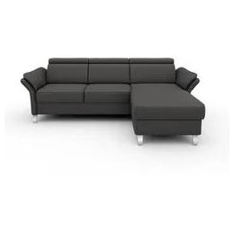 Sit & More Ecksofa SIT & MORE "Vincenzo L-Form", grau (anthrazit), B:252cm H:84cm T:165cm, Sofas, inklusive Kopfteilverstellung, wahlweise mit Bettfunktion, Bettkasten