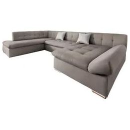 Wohnlandschaft Trendmanufaktur "Reggae II, U-Form" Sofas Gr. B/H/T: 298cm x 78cm x 206cm, Struktur fein, Recamiere rechts, ohne Bettfunktion, braun (tan) wahlweise mit Bettfunktion