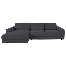 Ecksofa Places of Style "Bloomfield, L-Form" Sofas Gr. B/H/T: 303cm x 84cm x 176cm, Struktur, mega-Recamiere links, XXL mit Sitztiefenverstellung, grau (graphite) extra tiefe Sitzfläche, wahlweise mit Sitztiefenverstellung