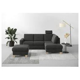 Ecksofa Home Affaire "Summer L-Form" Sofas Gr. B/H/T: 236 cm x 91 cm x 170 cm, Feincord, Ottomane rechts, mit Bettfunktion-mit Bettkasten-mit Federkern, grau (anthrazit) mit Ottomane, wahlweise Bettfunktion und Bettkasten, Cord-Bezug