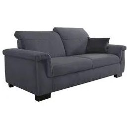 2,5-Sitzer DOMO collection "Sully" Sofas Gr. B/H/T: 210cm x 84cm x 102cm, Luxus-Microfaser, mit Rückenverstellung, grau (dunkelgrau) wahlweise mit Rückenverstellung