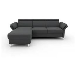 Sit & More Ecksofa SIT&MORE "Vincenzo L-Form" Sofas Gr. B/H/T: 252 cm x 84 cm x 165 cm, Flachgewebe, Recamiere links, mit Kopfteilverstellung-mit Bettfunktion-mit Bettkasten, grau (anthrazit) inklusive Kopfteilverstellung, wahlweise mit Bettfunktion, Bettkasten