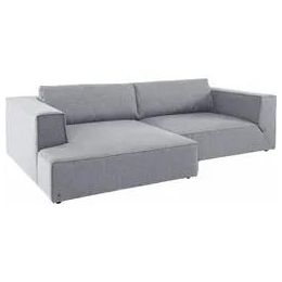 Ecksofa Tom Tailor HOME "Big Cube Style" Sofas Gr. B/H/T: 270cm x 83cm x 160cm, Struktur fein TBO, Recamiere links, grau (moody grey tbo 29) mit cleanen Stegkissen, extra große Sitztiefe, Breite 270cm