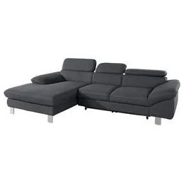 Ecksofa COTTA "Driver L-Form" Sofas Gr. B/H/T: 268cm x 73cm x 169cm, Struktur, Recamiere links, mit Kopfteilverstellung-ohne Bettfunktion und Bettkasten, schwarz mit Kopfteilverstellung, wahlweise Bettfunktion