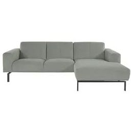 Ecksofa Andas "Lungre, L-Form" Sofas Gr. B/H/T: 280 cm x 82 cm x 163 cm, Struktur weich, Recamiere rechts, Ecksofa XXL, grau (grey pinstripe) in verschiedenen Größen, extra hohe Füße aus Metall