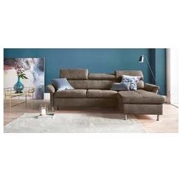 Ecksofa exxpo - SOFA FASHION "Maretto, bequem und komfortabel, L-Form" Sofas Gr. B/H/T: 257cm x 96cm x 167cm, Luxus-Microfaser, Recamiere rechts, ohne Bettfunktion, grau (delphin) inkl. Kopf- bzw. Rückenverstellung, wahlweise mit Bettfunktion