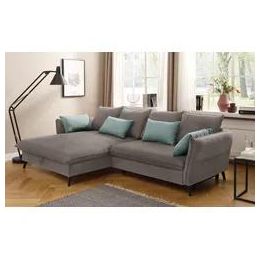 Ecksofa Home Affaire "Tirano, L-Form" Sofas Gr. B/H/T: 274cm x 88cm x 170cm, Luxus-Microfaser, Recamiere links, ohne Bettfunktion, grau (taupe) wahlweise mit Bettfunktion und Bettkasten