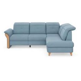 Ecksofa Home Affaire "Dangast L-Form" Sofas Gr. B/H/T: 269cm x 92cm x 200cm, Easy care, Ottomane rechts, mit 1 motorischer Relaxfunktion-ohne Bettfunktion und Bettkasten, blau (hellblau) Kopfteilverstellung, wahlweise mit motorischer Relaxfunktion