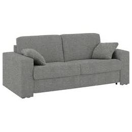 Schlafsofa Home Affaire "Roma Matratzenhöhe 14 cm" Sofas Gr. B/H/T: 200cm x 85cm x 100cm, Struktur weich, Breite 200cm, grau (hellgrau) Dauerschlaffunktion, mit Unterfederung, Lattenrost, Matratze