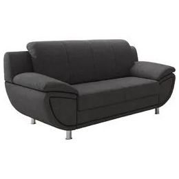 2-Sitzer Trendmanufaktur Sofas Gr. B/H/T: 178cm x 85cm x 94cm, Struktur fein, Mit Federkern, grau (dunkelgrau) wahlweise mit komfortablem Federkern, extra breiten Armlehnen