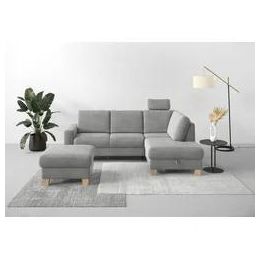 Ecksofa Home Affaire "Summer L-Form", silber, B:236cm H:91cm T:170cm, 100% Polyester, Sofas, mit Ottomane, wahlweise mit Bettfunktion und Bettkasten, Cord-Bezug