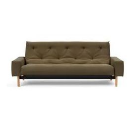 Schlafsofa INNOVATION LIVING TM "MIMER hochwertige Schlaffunktion, aktuelles Design und extra Komfort" Sofas Gr. T: 100cm, Microfaser VIVUS, grün (dusty olive 575, vivus) Taschenfederkernmatratze, Breite Liegefläche 140 cm