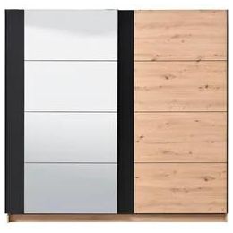 Schwebetürenschrank Inosign "Sardinia" Schränke Gr. B/H/T: 179 cm x 210 cm x 62,5 cm, 180 cm, 2 St., Komplettausführung, braun (artisan eiche, schwarz) mit Spiegel