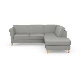 Sit & More Ecksofa SIT & MORE "Visby L-Form" Sofas Gr. B/H/T: 248cm x 87cm x 213cm, Luxus-Microfaser Paris, Ottomane rechts, ohne Bettfunktion-ohne Bettkasten, silberfarben (silber) Wahlweise mit Bettfunktion und Stauraum, frei im Raum stellbar