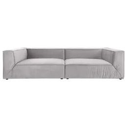 Big-Sofa Tom Tailor HOME "BIG CUBE" Sofas Gr. B/H/T: 270cm x 66cm x 129cm, Samtstoff TSV, ohne Sitztiefenverstellung, grau (stone tsv 29) in 2 Breiten, wahlweise mit Sitztiefenverstellung, Tiefe 129 cm