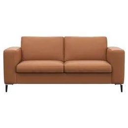 2-Sitzer FLEXLUX "Fiore" Sofas Gr. B/H/T: 164cm x 85cm x 92cm, Echtleder, braun (modern cogna) breite Armlehnen, Kaltschaum, Füße Alu+schwarz