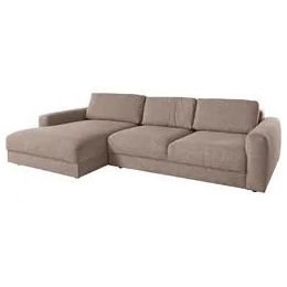 Ecksofa Places of Style "Bloomfield, L-Form" Sofas Gr. B/H/T: 303cm x 84cm x 176cm, Struktur grob, mega-Recamiere links, XXL ohne Sitztiefenverstellung, beige (portabella) extra tiefe Sitzfläche, wahlweise mit Sitztiefenverstellung