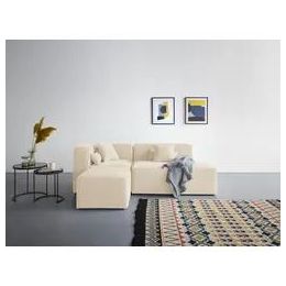 Ecksofa Andas "Sundstrup L-Form" Sofas Gr. B/H/T: 233cm x 76,5cm x 93cm, Struktur weich, Recamiere links, beige Modulserie, individuelle Zusammenstellung