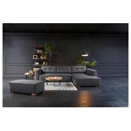 Ecksofa Tom Tailor HOME "HEAVEN CHIC XL" Sofas Gr. B/H/T: 302cm x 85cm x 221cm, Struktur fein TBO, Recamiere rechts, mit Bettfunktion-mit Bettkasten, grau (woven grey tbo 19) aus der COLORS COLLECTION, wahlweise mit Bettfunktion & Bettkasten