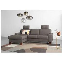 Ecksofa Home Affaire "Vision L-Form" Sofas Gr. B/H/T: 252cm x 90cm x 164cm, Luxus-Microfaser Lederoptik, Recamiere links, mit Bettfunktion-mit Bettkasten, grau (anthrazit) mit Federkern, wahlweise Bettfunktion und Bettkasten