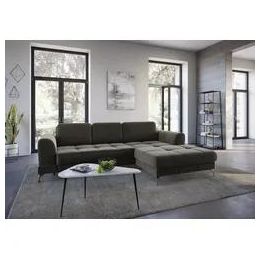 Sit & More Ecksofa SIT&MORE "Bendigo L-Form" Sofas Gr. B/H/T: 284 cm x 84 cm x 175 cm, Samtoptik, mega-Recamiere rechts, mit satiniertem Nickelfuß, grau (anthrazit) inklusive Sitztiefenverstellung, Bodenfreiheit 12 cm, in 2 Fußfarben