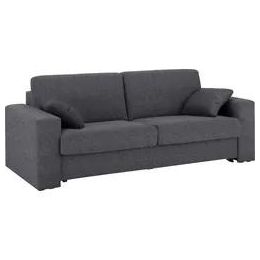 Schlafsofa Home Affaire "Roma Matratzenhöhe 14 cm" Sofas Gr. B/H/T: 220 cm x 85 cm x 100 cm, Luxus-Microfaser weich, Breite 220 cm, braun (schlamm) Dauerschlaffunktion, mit Unterfederung, Lattenrost, Matratze