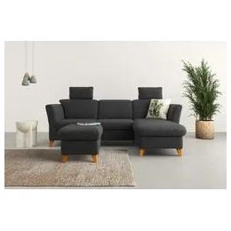 Ecksofa Home Affaire "Trelleborg L-Form", grau (anthrazit), B:249cm H:86cm T:162cm, 100% Polyester, Sofas, Federkern-Polsterung, wahlweise mit Bettfunktion und Bettkasten