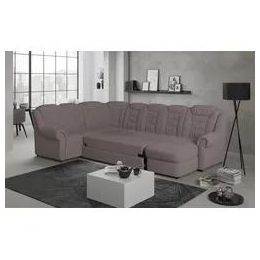 Wohnlandschaft Home Affaire "Boston U-Form" Sofas Gr. B/H/T: 333 cm x 102 cm x 216 cm, Microfaser bedruckt, langer Schenkel links-Recamiere rechts-Bettfunktion rechts, Mit Bettfunktion-mit Schubkasten, braun (mud) Gemütliche Wohnlandschaft mit hoher Rückenlehne in klassischem Design