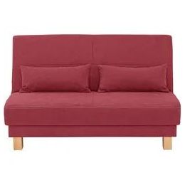 Schlafsofa Home Affaire "Gina" Sofas Gr. B/H/T: 140 cm x 86 cm x 95 cm, Chenille, rot vom Sofa zum Bett mit einem Handgriff, in 4 Breiten, Nierenkissen