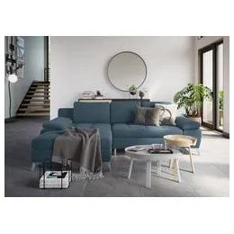 Sit & More Ecksofa SIT & MORE "Latigo L-Form" Sofas Gr. B/T: 270 cm x 163 cm, Flachgewebe, Recamiere links, ohne Bettfunktion-ohne Bettkasten, blau (pacific) mit Recamiere, wahlweise Bettfunktion und Bettkasten