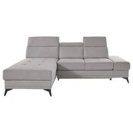 Ecksofa Inosign "Cardiz L-Form" Sofas Gr. B/H/T: 246cm x 83cm x 173cm, Struktur fein, Recamiere links, mit Bettfunktion-mit Bettkasten, grau inkl.Kopfteilverstellung und Federkern wahlweise mit Bettfunktion