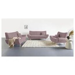 Polstergarnitur Home Affaire "Basta" Sitzmöbel-Sets Gr. H/T: 80cm x 82cm, Luxus-Microfaser weich, rosa Komfortable Wellenunterfederung