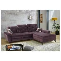 Jockenhöfer Ecksofa JOCKENHÖFER GRUPPE "Studio L-Form" Sofas Gr. B/T: 283 cm x 103 cm, Ottomane beidseitig montierbar, mit Relaxfunktion-mit Bettfunktion, lila (aubergine) 3 individuell, verstellbare Kopftützen, Bettfunktion, Relaxfunktion