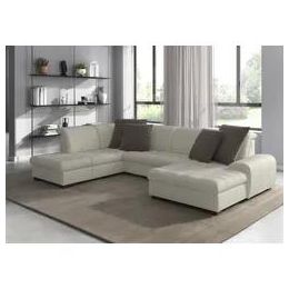 Sit & More Wohnlandschaft SIT & MORE "Luxor U-Form" Sofas Gr. B/T: 329 cm x 224 cm, Soft clean, Ottomane links, mit Bettfunktion-mit Bettkasten-mit Kopfteilverstellung, beige (creme) wahlweise mit Bettfunktion, Bettkasten und Kopfteilverstellung