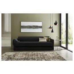 Schlafsofa ATLANTIC HOME COLLECTION "Ken" Sofas Gr. Feinstruktur, schwarz mit Bettfunktion, inklusive Topper abnehmbarem Bezug