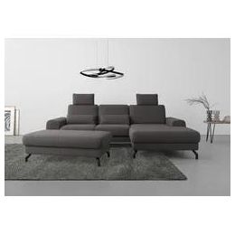 Sit & More Ecksofa SIT&MORE "Cinturo L-Form" Sofas Gr. B/H/T: 283 cm x 88 cm x 175 cm, Luxus-Microfaser Euphoria, mega-Recamiere rechts, inklusive Sitztiefenverstellung-inklusive Federkern, grau (fango) inklusive Sitztiefenverstellung und Federkern, Sitzhöhe 45 cm