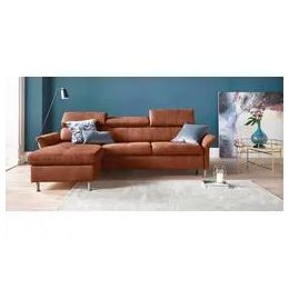 Ecksofa exxpo - SOFA FASHION "Maretto, bequem und komfortabel, L-Form", braun (schoko), B:257cm H:96cm T:167cm, Luxus-Microfaser (100% Polyester), Sofas, inkl. Kopf- bzw. Rückenverstellung, wahlweise mit Bettfunktion