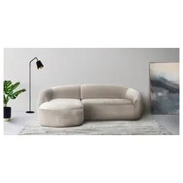 Ecksofa LeGer Home by Lena Gercke "Yani L-Form" Sofas Gr. B/H/T: 255cm x 81cm x 170cm, Samtoptik, Recamiere links, beige (dunkelbeige) organische Form, auch in Bouclé