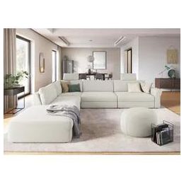 Sit & More Ecksofa SIT&MORE "Cadabra L-Form" Sofas Gr. B/H/T: 356 cm x 80 cm x 292 cm, Soft clean, Ottomane links, beige (creme) Breite 356 cm, mit Sitztiefenverstellung