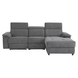 Ecksofa Home Affaire "Binado, L-Form" Sofas Gr. B/T: 252cm x 164cm, Webstoff, Recamiere rechts, mit motorischer Relaxfunktion-mit USB-Anschluss, grau (anthracit) mit manueller oder elektrischer Relaxfunktion USB-Anschluss