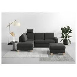 Ecksofa Home Affaire "Summer L-Form" Sofas Gr. B/H/T: 236 cm x 91 cm x 170 cm, Feincord, Ottomane links, ohne Bettfunktion-ohne Bettkasten-mit Federkern, grau (anthrazit) mit Ottomane, wahlweise Bettfunktion und Bettkasten, Cord-Bezug