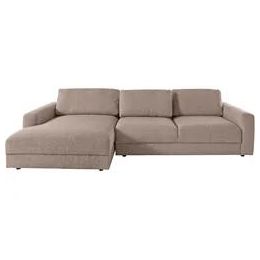 Ecksofa Places of Style "Bloomfield, L-Form" Sofas Gr. B/H/T: 303cm x 84cm x 176cm, Struktur grob, mega-Recamiere links, XXL mit Sitztiefenverstellung, beige (portabella) extra tiefe Sitzfläche, wahlweise mit Sitztiefenverstellung