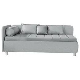 Schlafsofa Alina "Kiana" Sofas Gr. B/H/T: 207cm x 80cm x 102,5cm, Struktur, Armlehne links, grau (grauweiß tmd 9) mit Bettkasten und Zierkissen, Liegefläche 90200 cm oder 100200