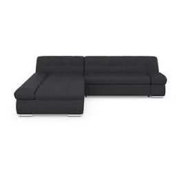 Ecksofa DOMO collection "Mona L-Form" Sofas Gr. B/H/T: 297cm x 80cm x 173cm, Struktur grob, Recamiere links, mit Bettfunktion, grau (dunkelgrau) wahlweise mit Bettfunktion