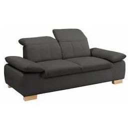 2-Sitzer Home Affaire "Bergamo" Sofas Gr. B/H/T: 195cm x 77cm x 90cm, Luxus-Kunstleder, ohne Funktion, braun (dunkelbraun) mit Armlehn-und Rückenfunktion, Federkern