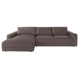 Ecksofa Places of Style "Bloomfield, L-Form" Sofas Gr. B/H/T: 303cm x 84cm x 176cm, Velours, mega-Recamiere links, XL ohne Bettfunktion und Bettkasten, grau (taupe) wahlweise mit Bettfunktion und Bettkasten