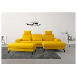 Sit & More Ecksofa SIT & MORE "Cinturo L-Form" Sofas Gr. B/H/T: 283 cm x 88 cm x 175 cm, Soft clean, mega-Recamiere rechts, inklusive Sitztiefenverstellung-inklusive Federkern, gelb (mustard) inklusive Sitztiefenverstellung und Federkern, Sitzhöhe 45 cm