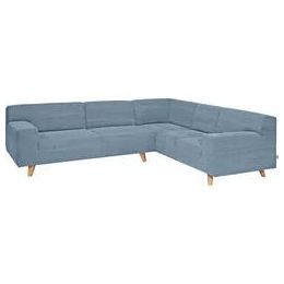 Ecksofa Tom Tailor HOME "NORDIC PURE" Sofas Gr. B/H/T: 269cm x 77cm x 226cm, Vintage Webstoff TUS, langer Schenkel links, blau (sky blue tus 6) im Retrolook, Füße Buche natur